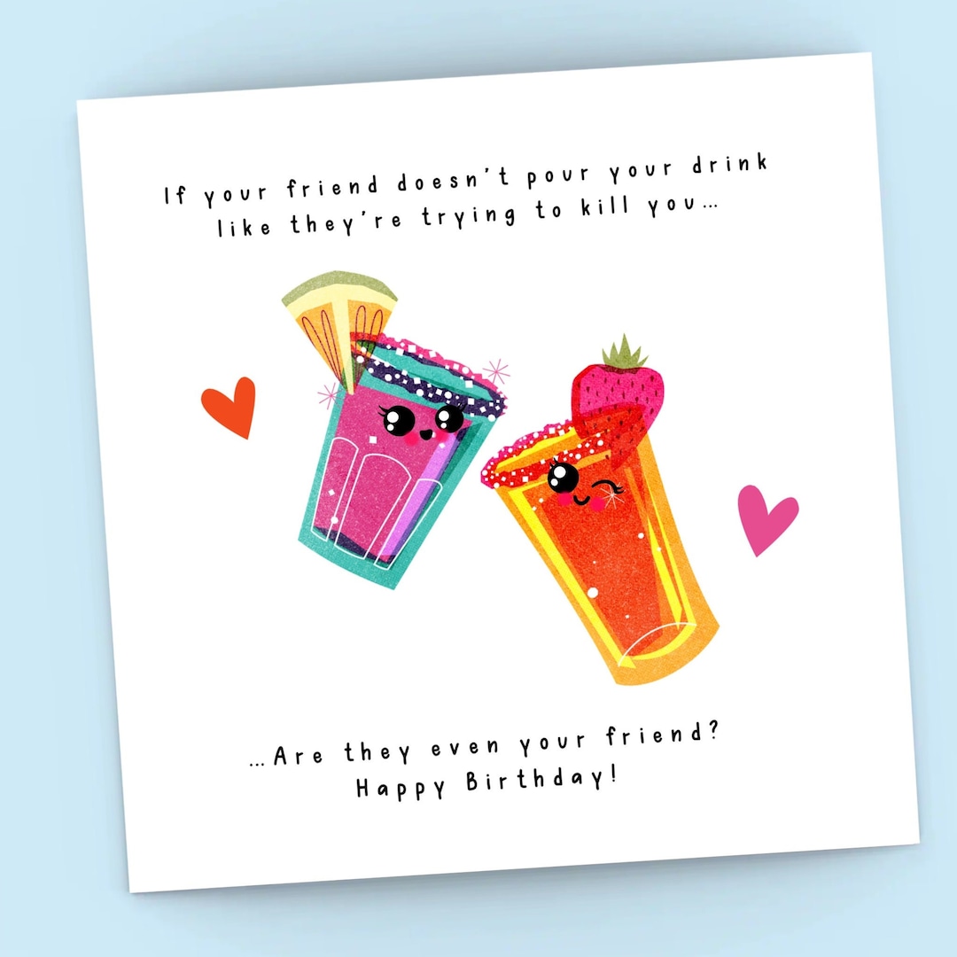 Funny Best Friend Alcohol Birthday Card, Cocktails, Spirits, Gin ...