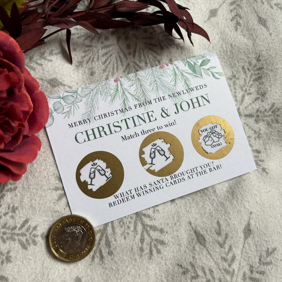 Christmas Personalised Wedding Scratch Card, Win a Drink, Scratch for ...