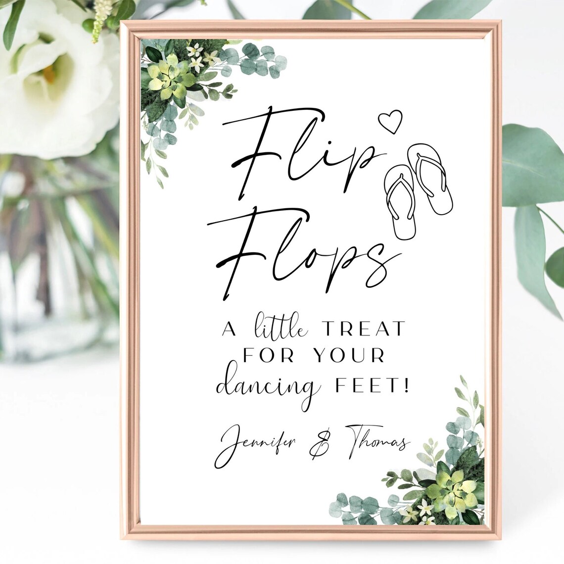 Flip Flops Wedding Sign, Eucalyptus Personalised Wedding Sign, Dancing ...