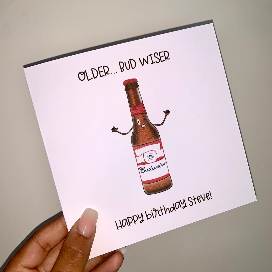 Old beer birthday card Budweiser older but wiser joke card | Etsy