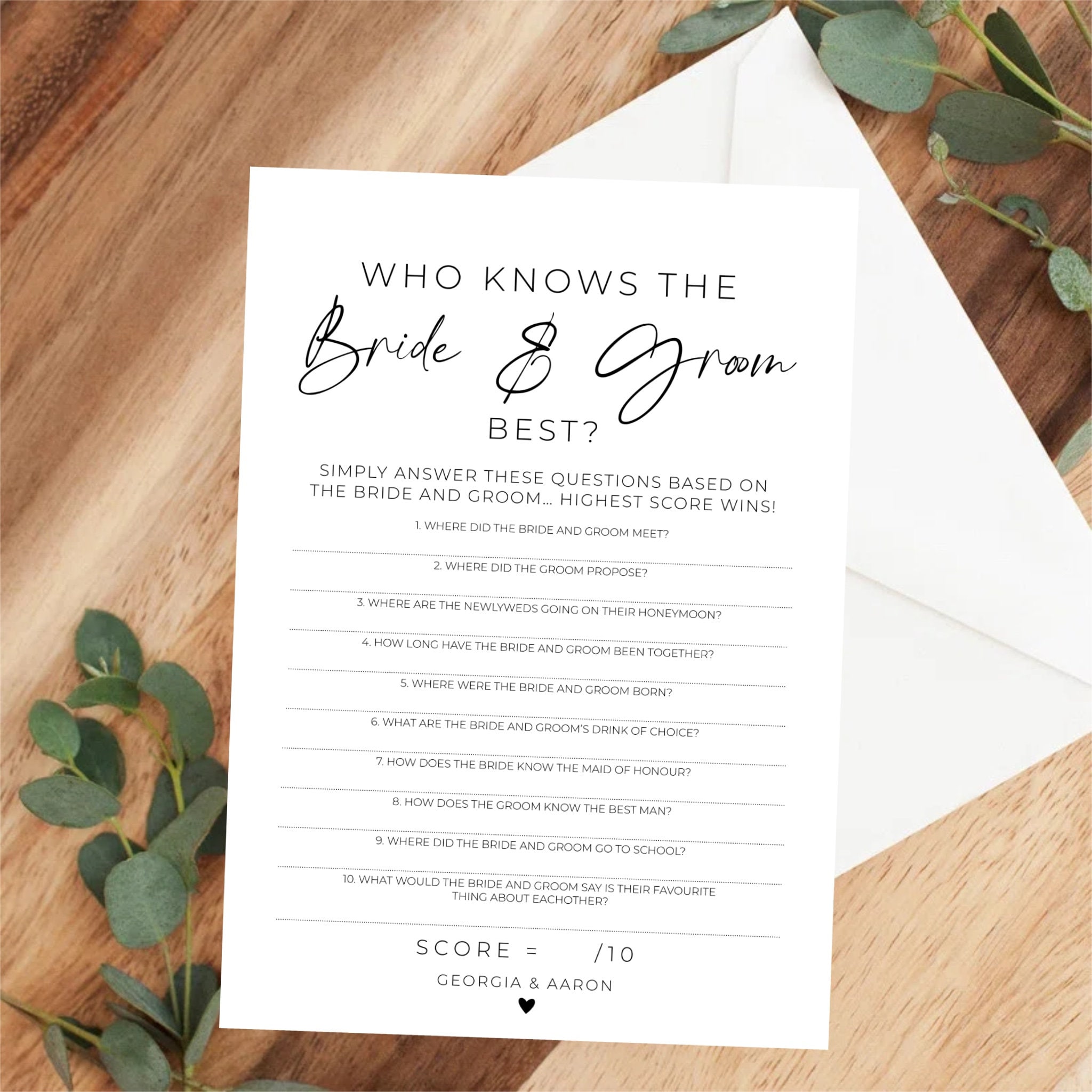 Wedding Table Games Personalised Wedding Activity Cards Ice - Etsy