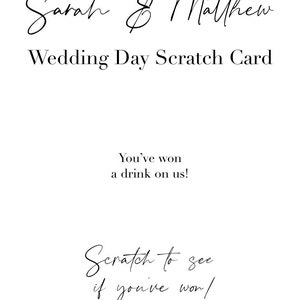 Personalised Wedding Scratch Card, Win a Drink, Scratch for Your Prize ...