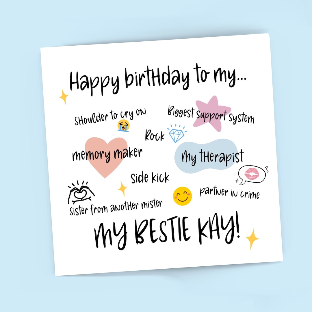 Personalised My Bestie Birthday Card, My Sidekick, Partner in Crime ...