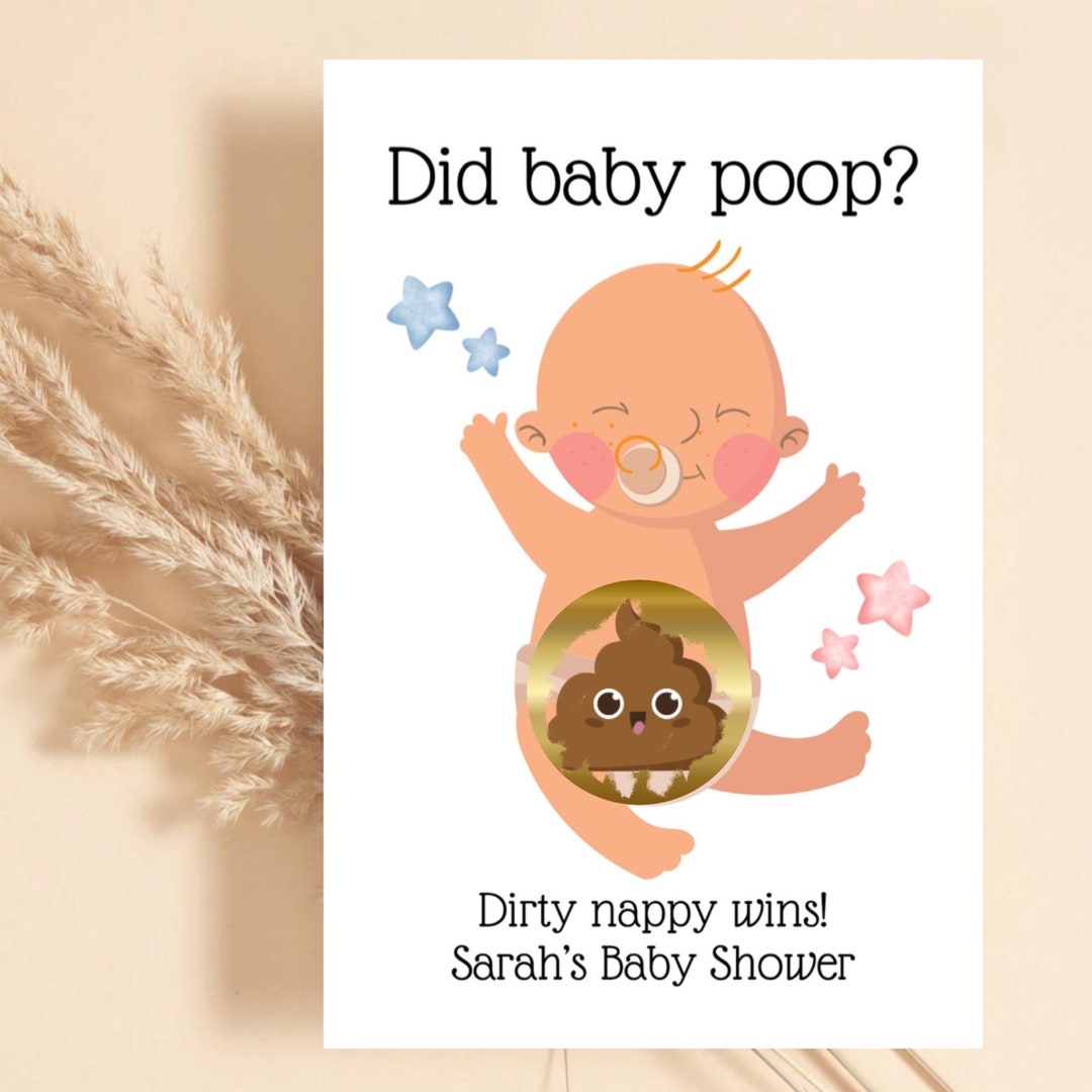 Personalised Baby Shower Scratchcards, Fun Scratch Card, Poo, Nappy ...
