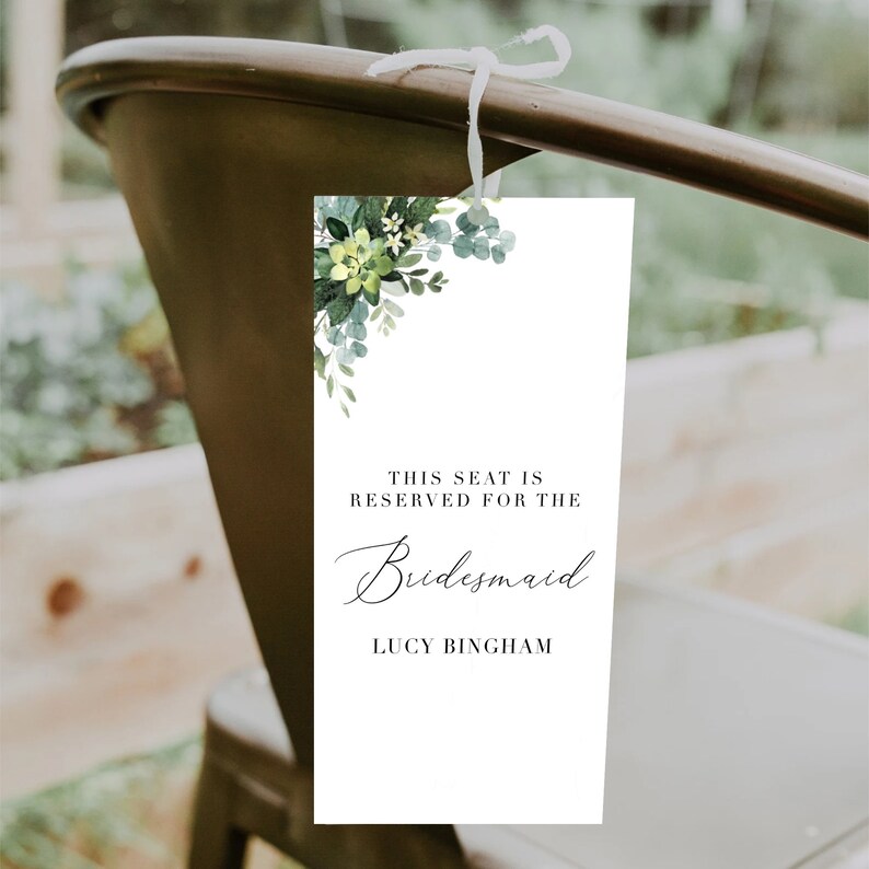 Personalised Chair Tag Wedding Chair Seat Reserved For - Etsy