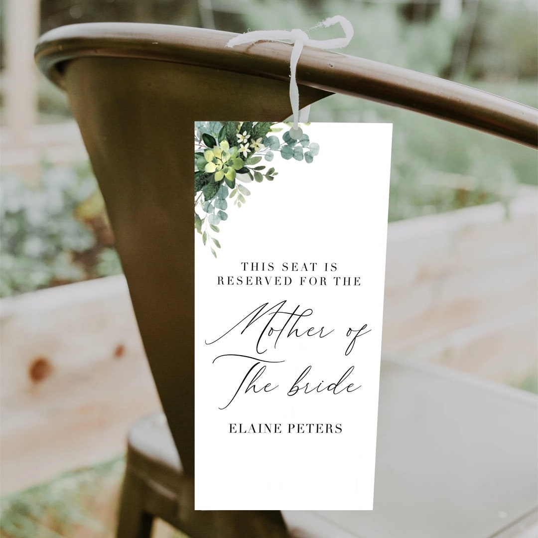 Personalised Chair Tag Wedding, Chair Seat Reserved For, Bridesmaid ...