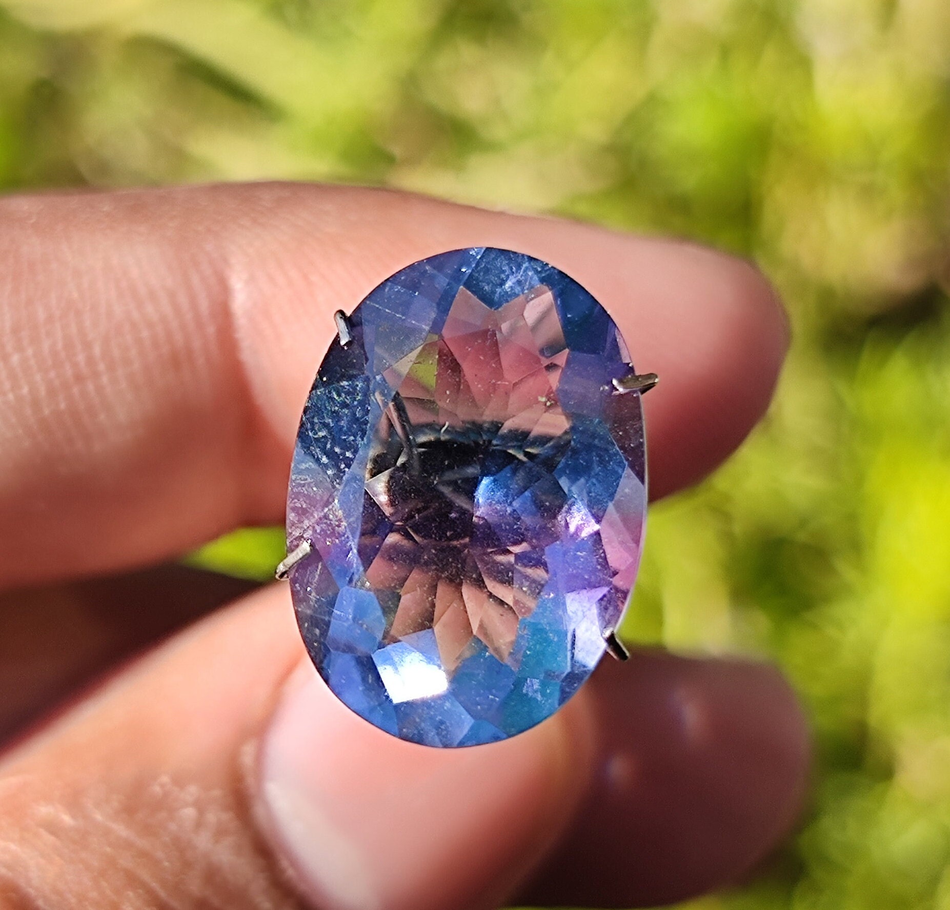 Stunning. Bi color Fluorite faceted stone Natural Blue Fluorite crystal ...