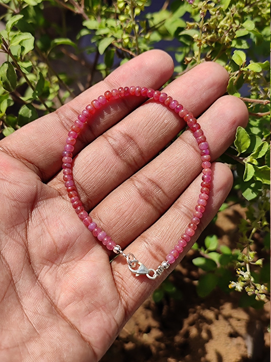 Wunderschönes RUBIN Kristall glattes Perlen Armband - Etsy.de