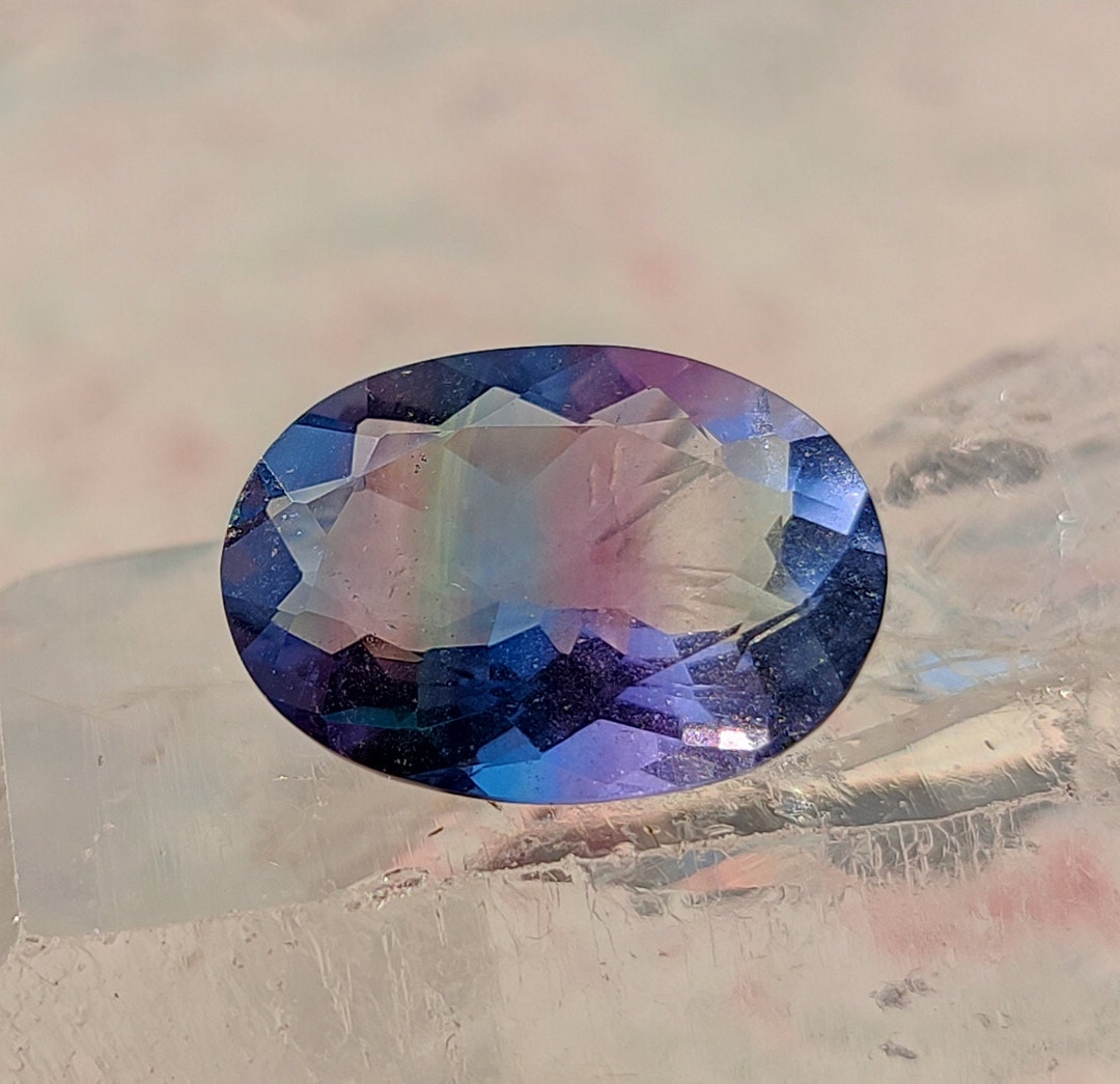 Stunning. Bi color Fluorite faceted stone Natural Blue Fluorite crystal ...