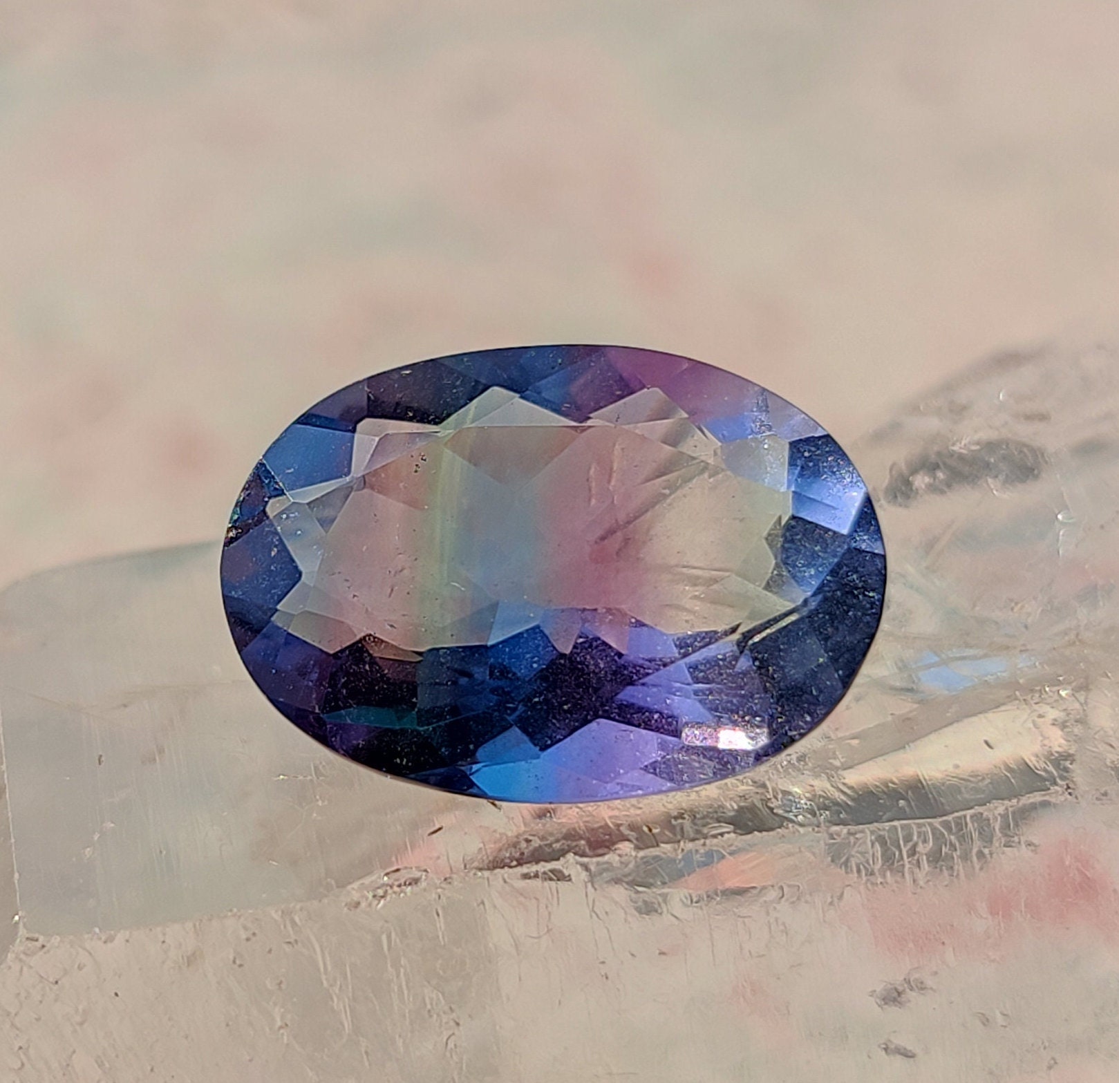 Stunning. Bi color Fluorite faceted stone Natural Blue Fluorite crystal ...