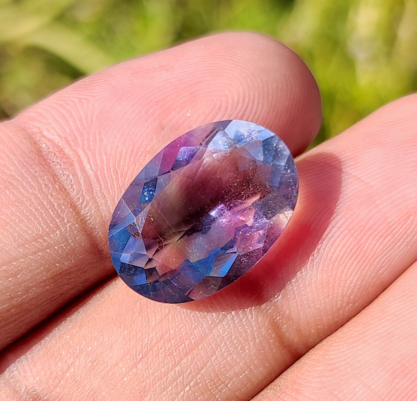 Stunning. Bi color Fluorite faceted stone Natural Blue Fluorite crystal ...