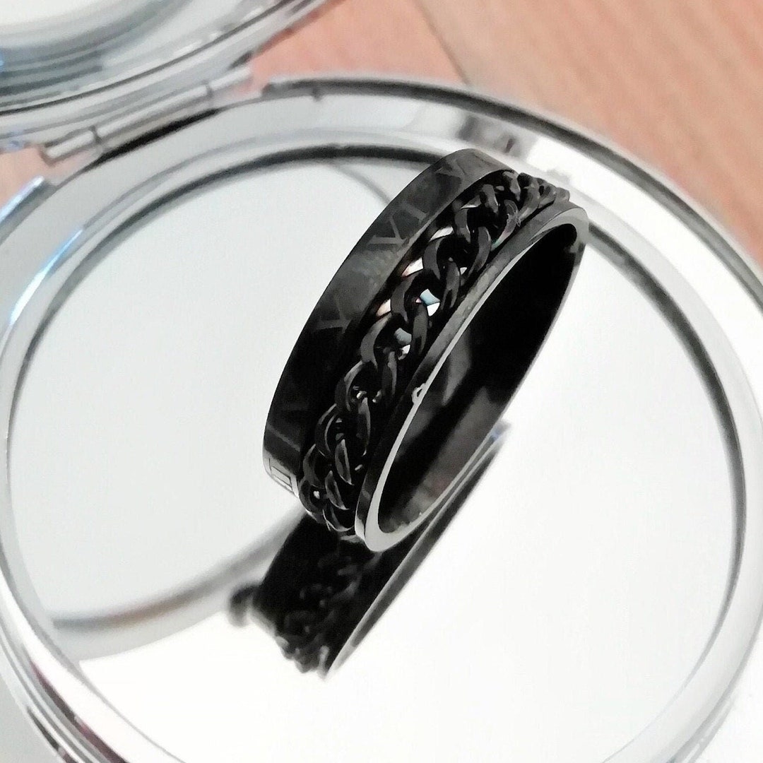 Spinner Ring Chain Roman Numerals , Meditation Ring, Spinning Ring ...