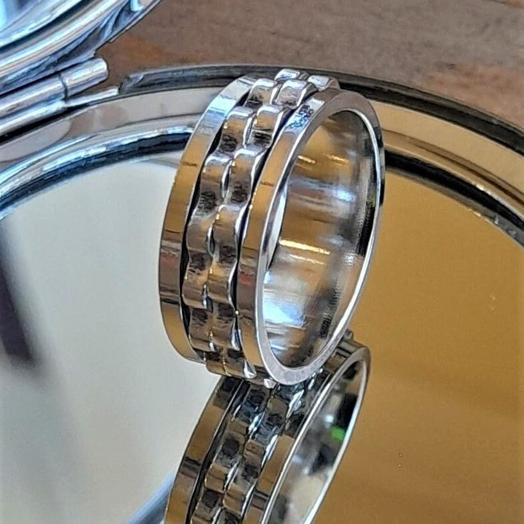 Spinner Ring Cog Gear Rotating Center, Anxiety Ring, Meditation Ring ...