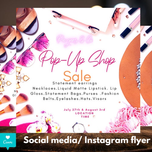 EDITABLE Pop Shop Flyer Sip and Shop Flyer Boutique Flyer - Etsy