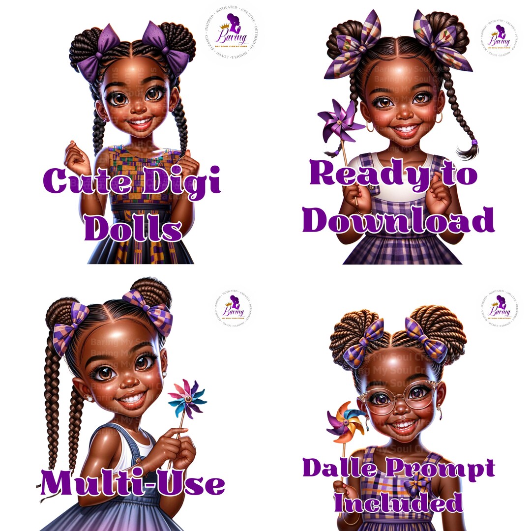Cute Digi Dolls African American Girl Art - Plus Chatgpt4 Dalle Prompt ...