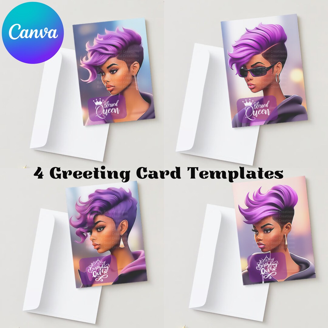 4 Queen Greeting Card Templates, 5x7, Canva Download, Editable in Canva ...