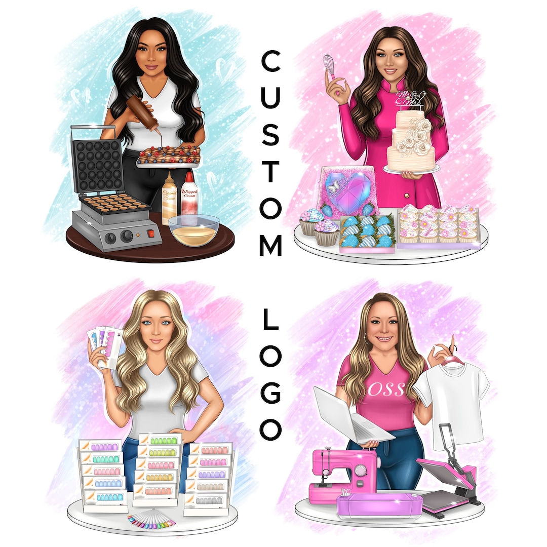 Custom Portrait Logo, Cartoon Logo Portrait, Nail Technician, Business ...