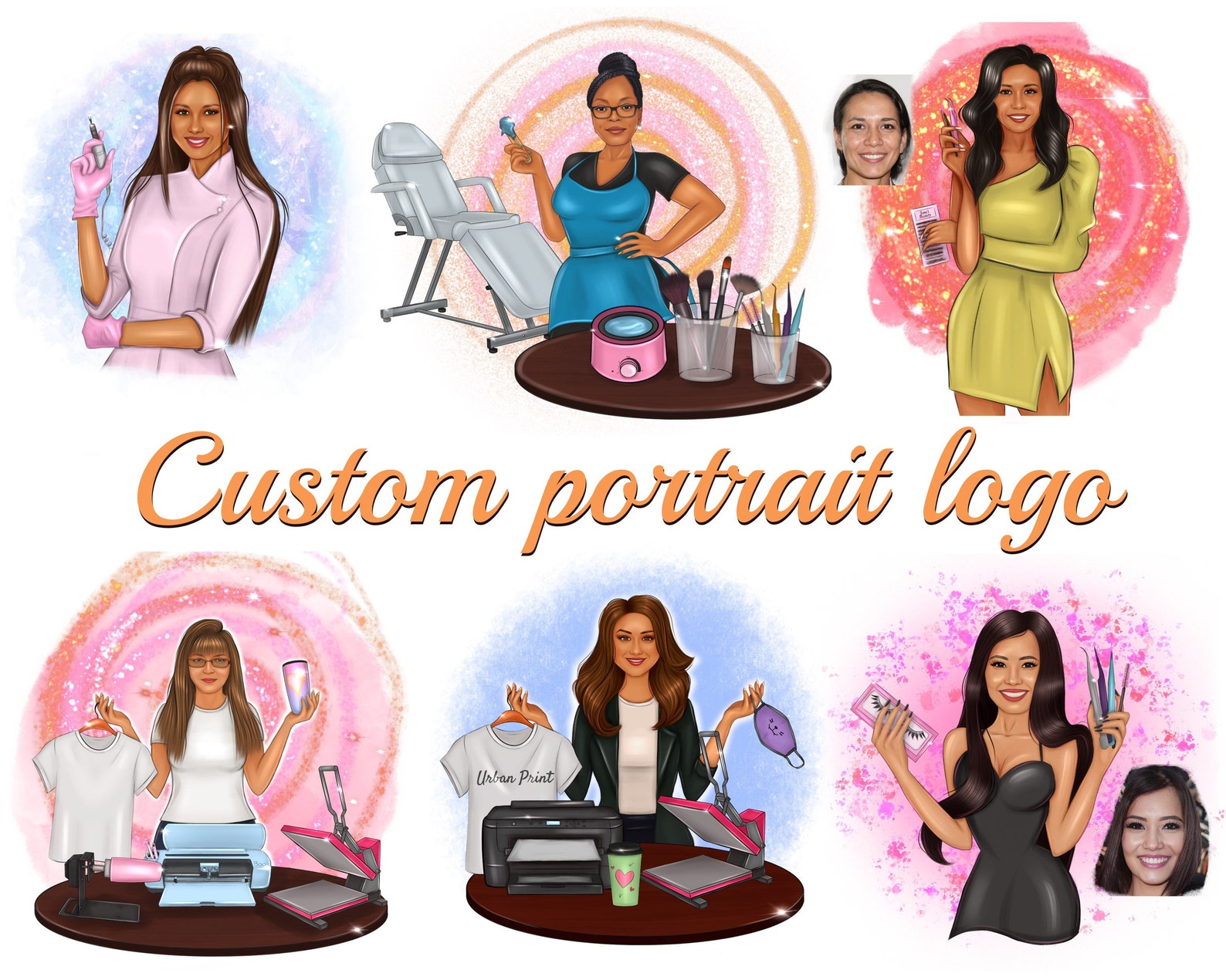 Beauty Logo Custom Portrait Logo Cartoon Logo Portrait Custom Avatar ...