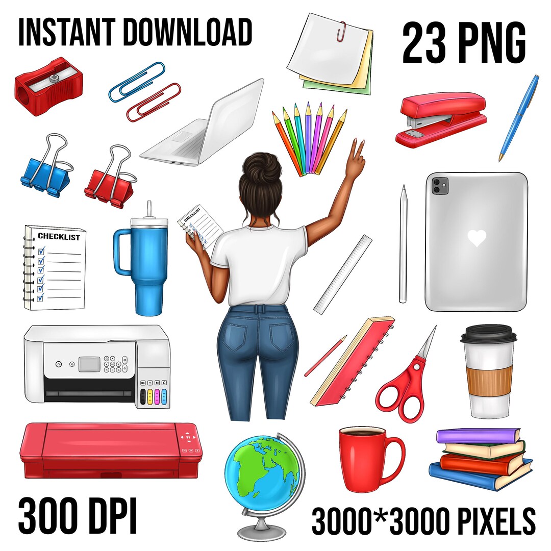 Teacher Supplies PNG, School Tools, Crafting Materials, Clipart ...