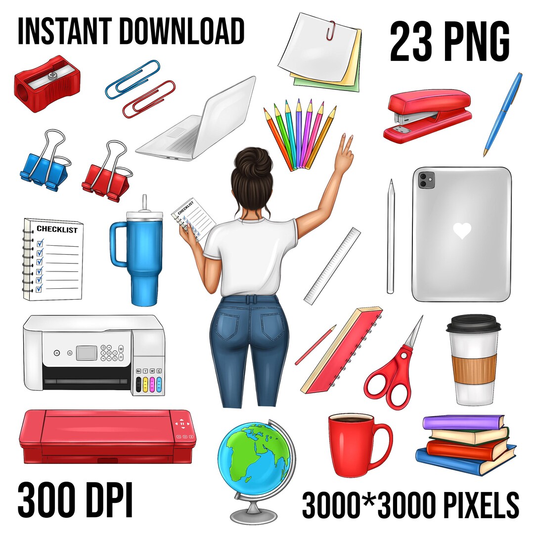 Teacher Supplies PNG, School Tools, Crafting Materials, Clipart ...