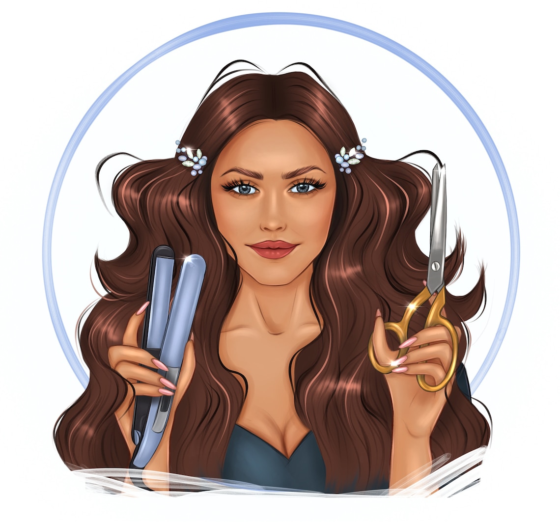 Cartoon Logo Design Custom for Business Premade Logo Beauty Salon Logo ...