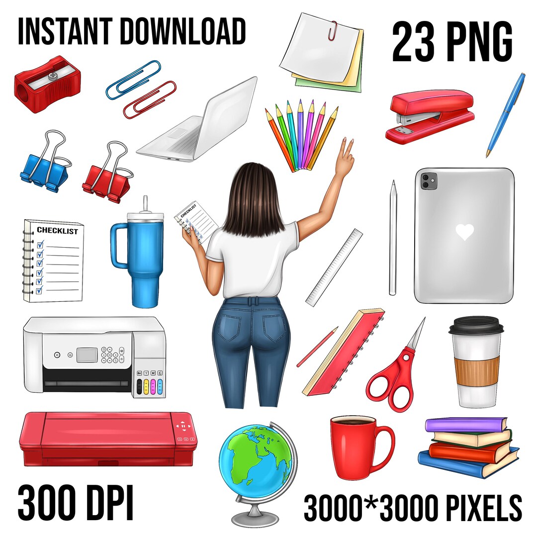 Teacher Supplies PNG, School Tools, Crafting Materials, Clipart ...