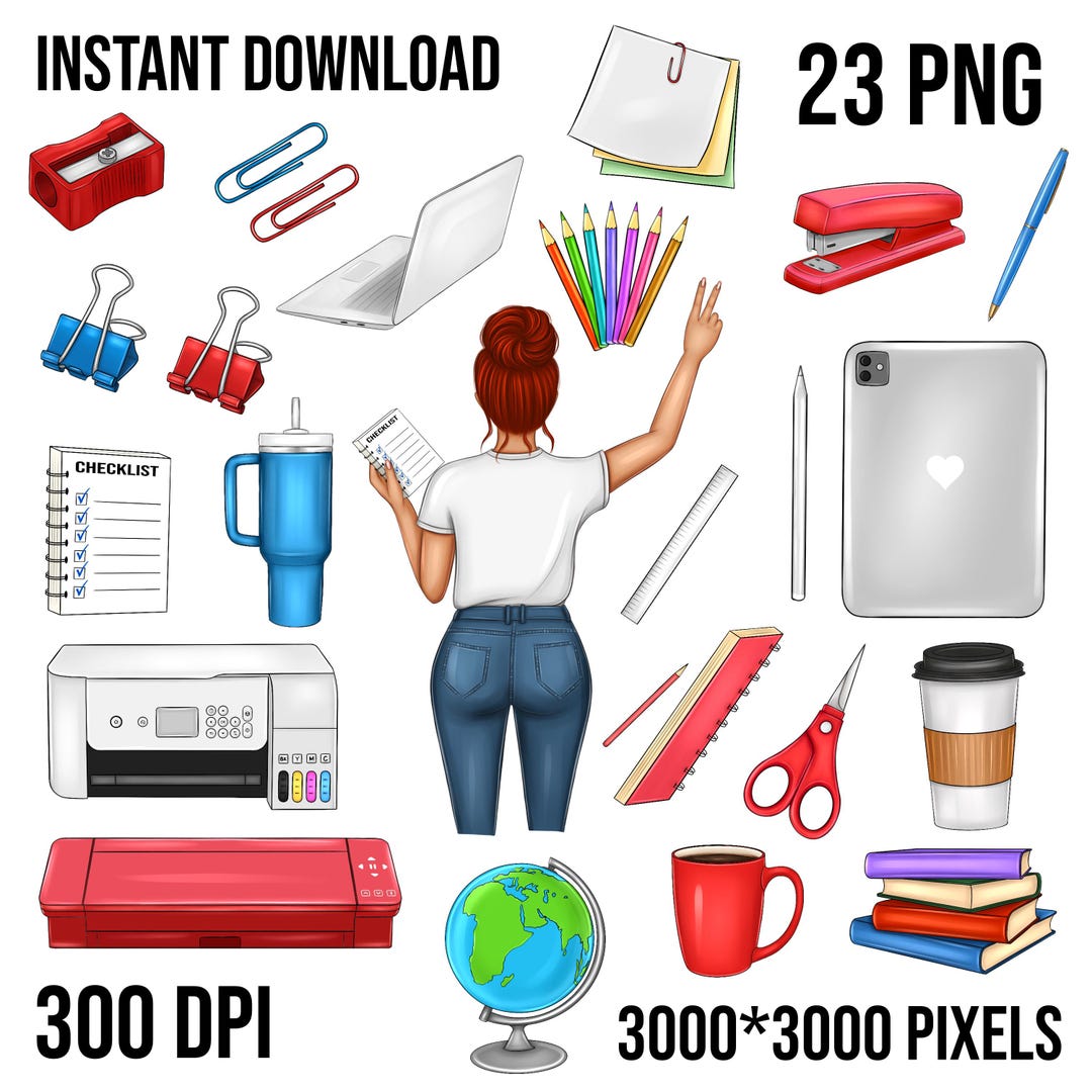 Teacher Supplies PNG, School Tools, Crafting Materials, Clipart ...