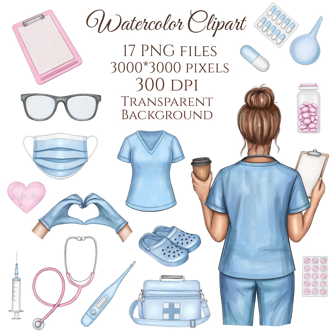 Watercolor Nurse Clipart Set | Medical Worker PNG Bundle | Healthcare ...