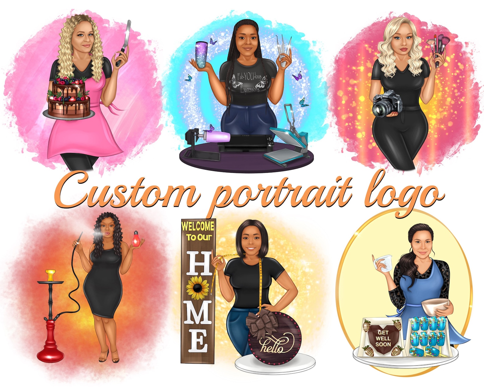 Custom Portrait Logo Cartoon Logo Portrait Portrait Custom - Etsy Canada