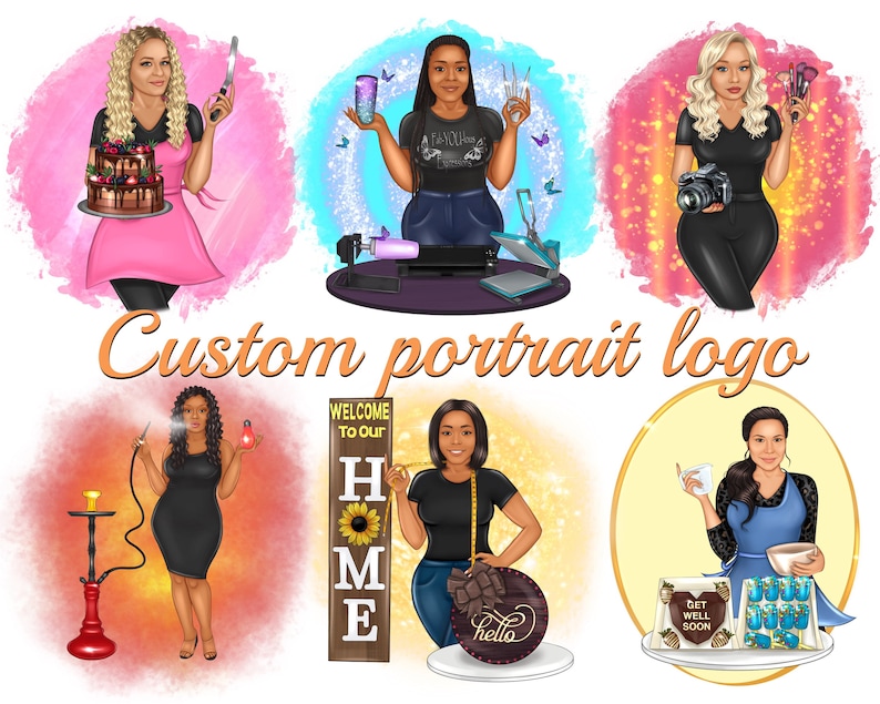 Custom Portrait Logo Cartoon Logo Portrait Portrait Custom | Etsy