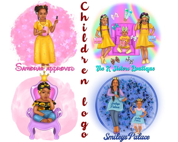 Custom children Portrait Logo Cartoon logo portrait Avatar | Etsy