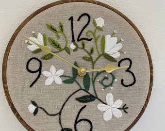 Embroidered Wall Clock - Etsy