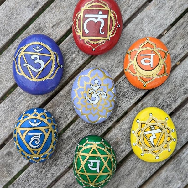 Painted Chakra Rocks - Etsy