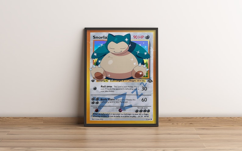 Art Print Snorlax: Giant Pokemon Card Holographic Print - Etsy