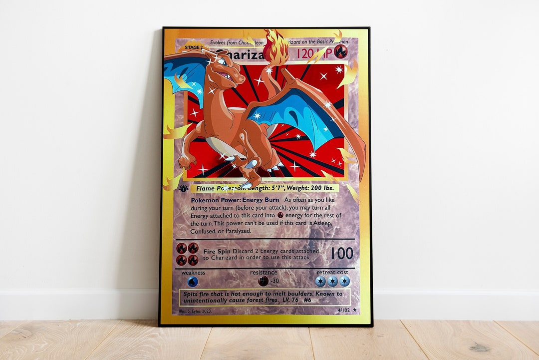 Fanart Print Charizard: Giant Pokemon Card Holographic Print - Etsy