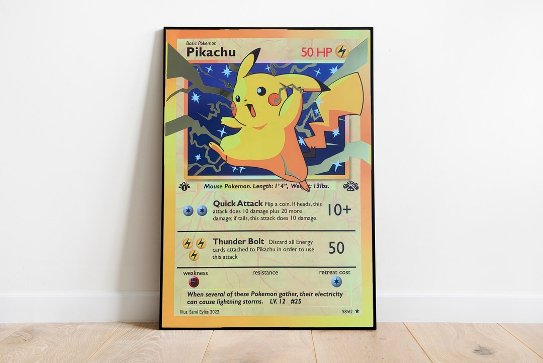 Art Print Pikachu: Giant Pokemon Card Holographic Print - Etsy