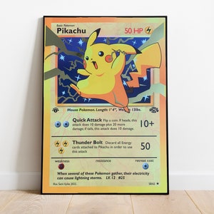 Art Print Pikachu: Giant Pokemon Card Holographic Print - Etsy