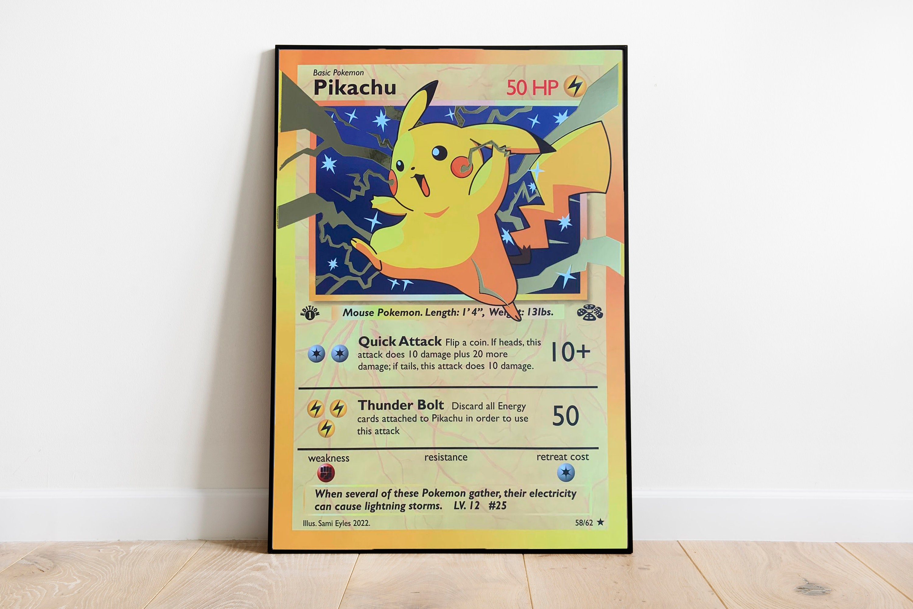 Art Print Pikachu: Giant Pokemon Card Holographic Print - Etsy