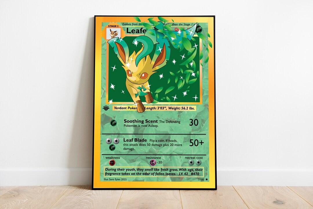 Fanart Print Leafeon: Giant Pokemon Card Holographic Print - Etsy