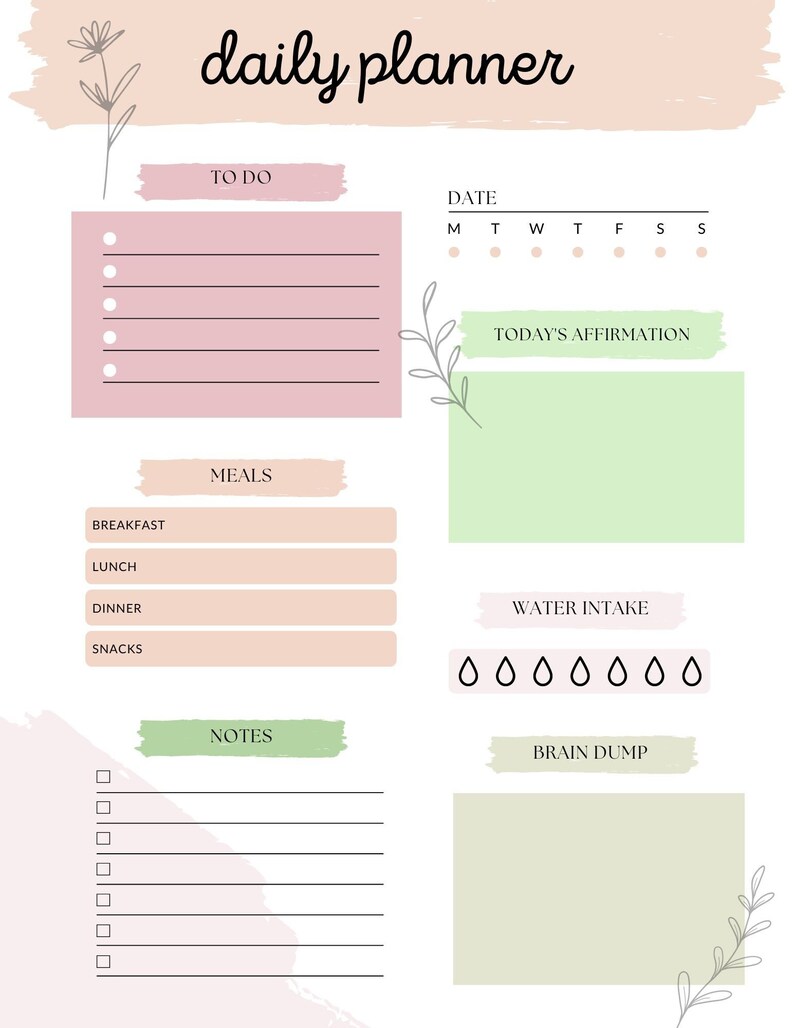Daily Planner, Pastel, Floral, Boho, Digital Planner, Goodnotes Planner ...