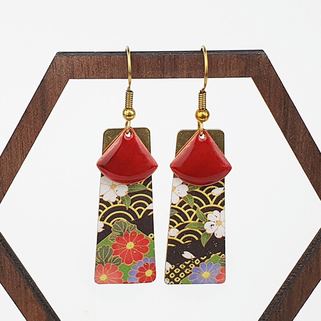 Dangling Hook Earrings With Japanese Origami Paper Patterns - Etsy
