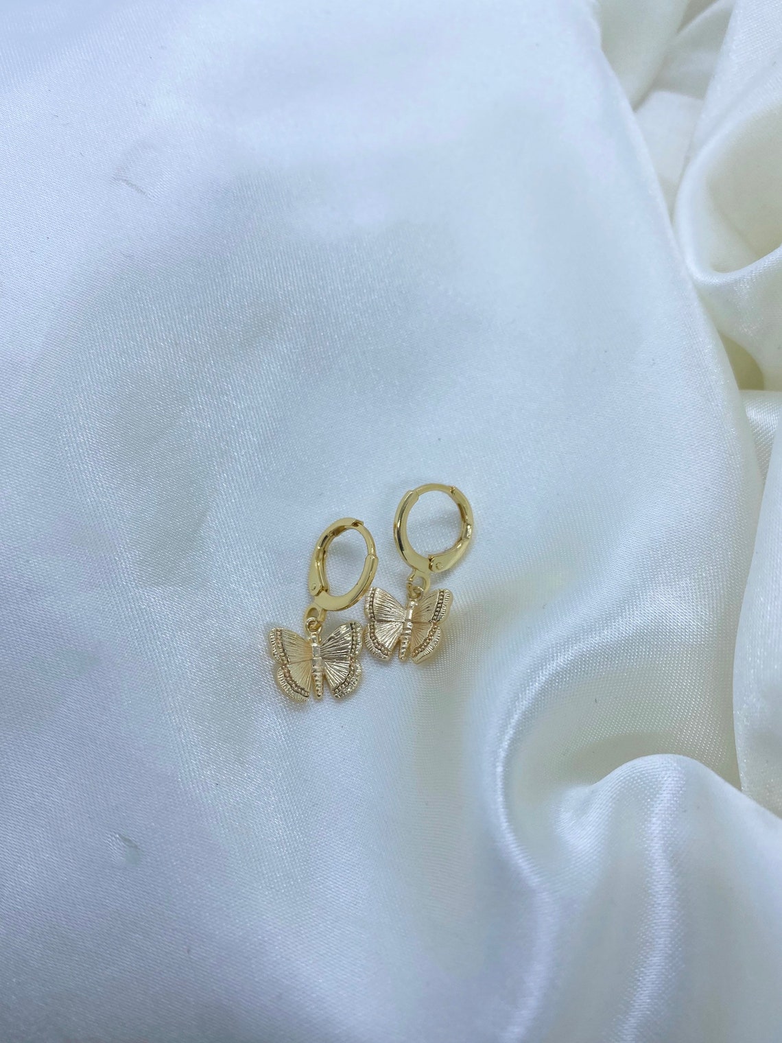 18k Gold Plated Huggie Hoops Butterfly Earrings Mini Hoops Y2k ...