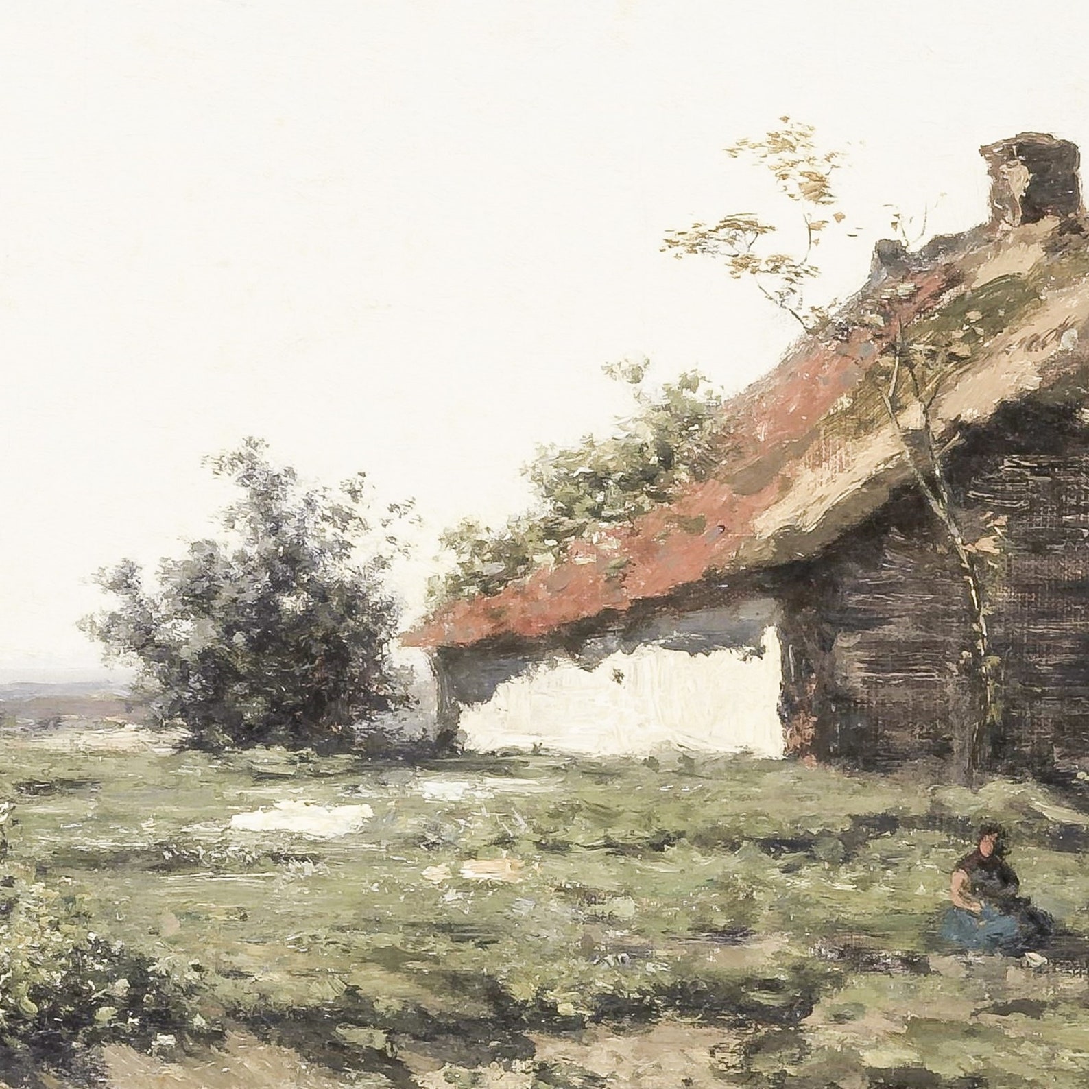 Cottage Wall Art Print, Barn Decor, Rustic Farmhouse Landscape, Muted ...