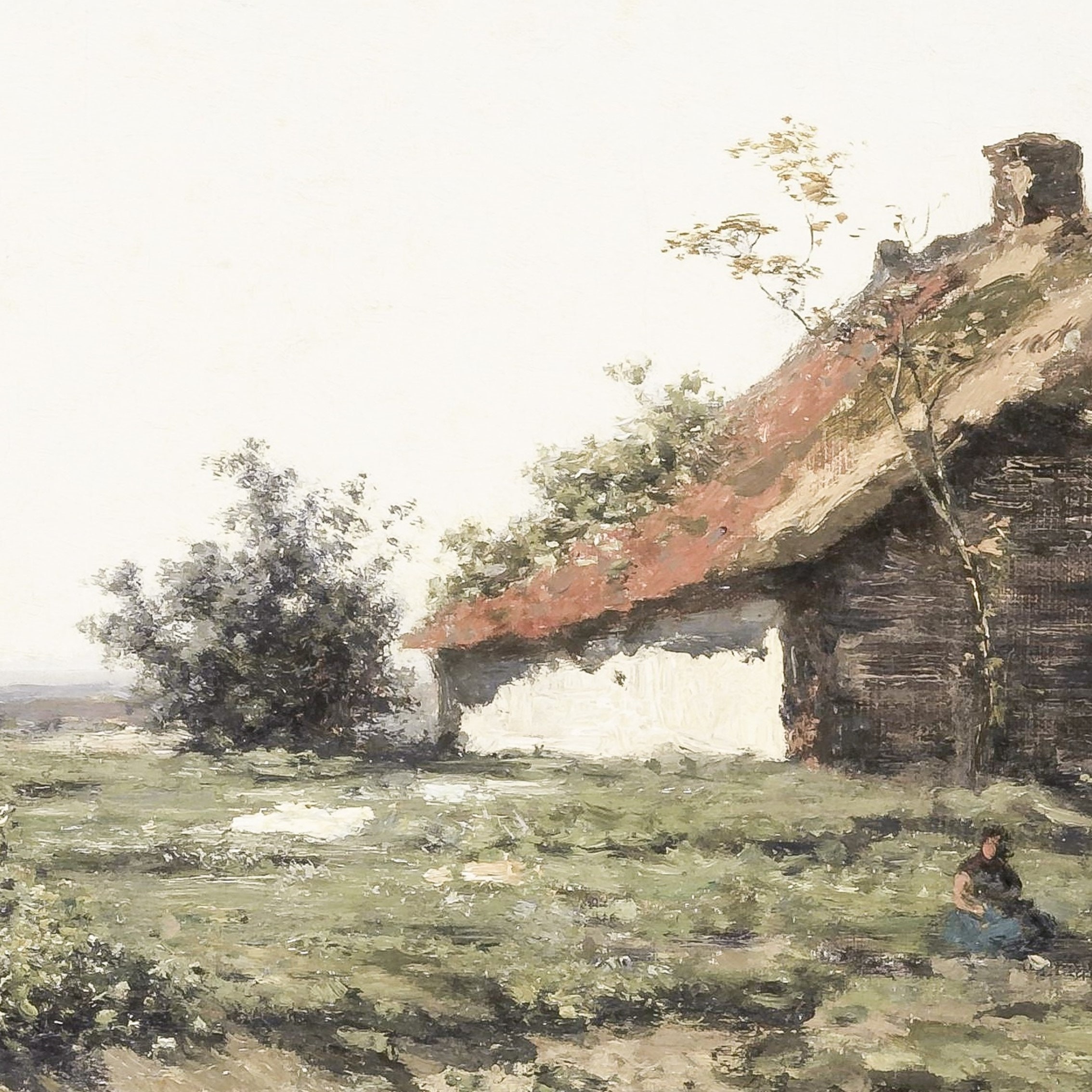 Cottage Wall Art Print, Barn Decor, Rustic Farmhouse Landscape, Muted ...