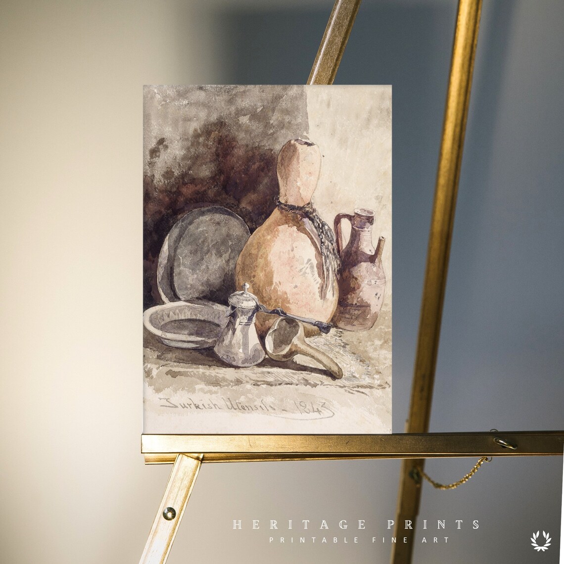 Neutral Still Life Print, Printable Vintage Watercolor Art, Antique ...