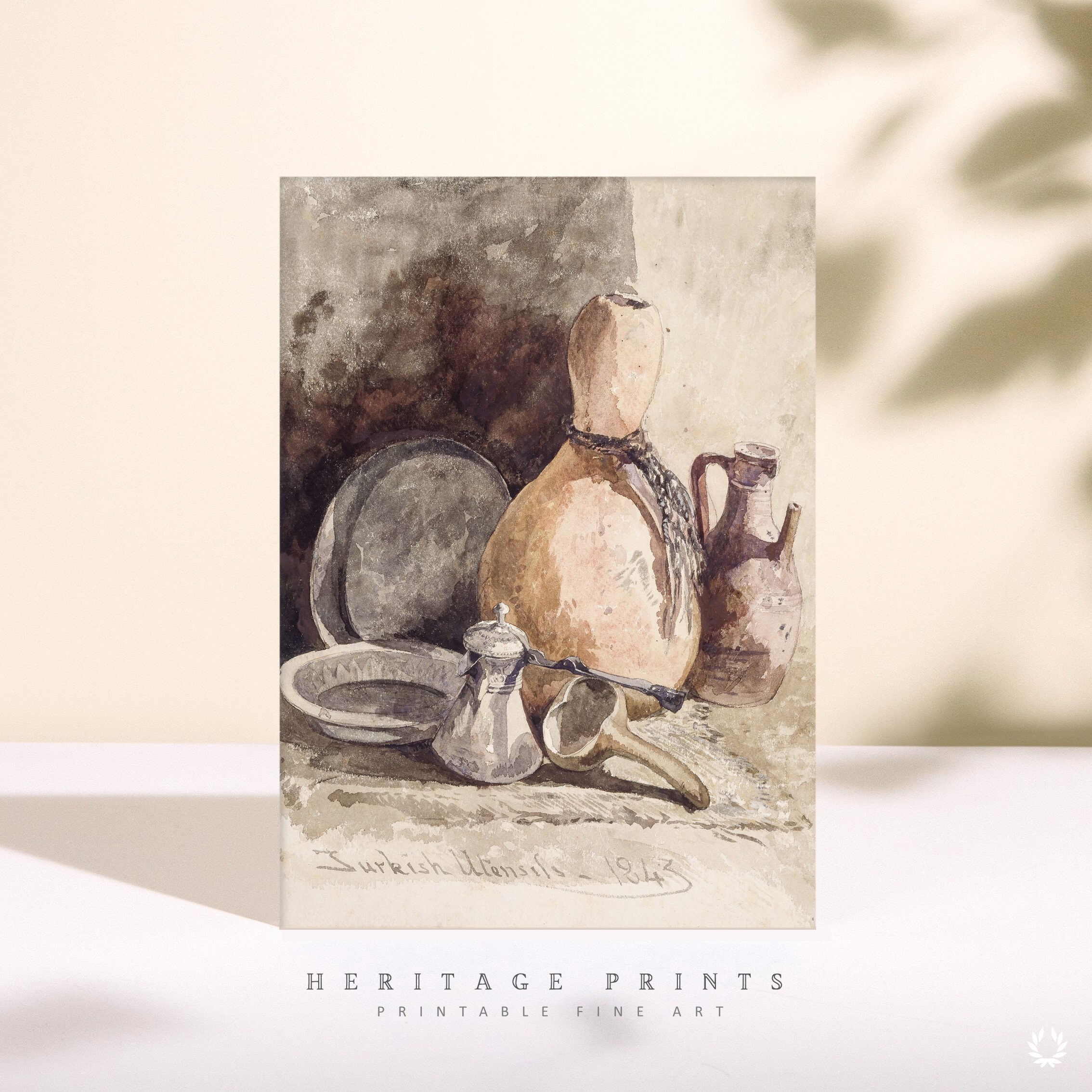 Neutral Still Life Print Printable Vintage Watercolor Art - Etsy