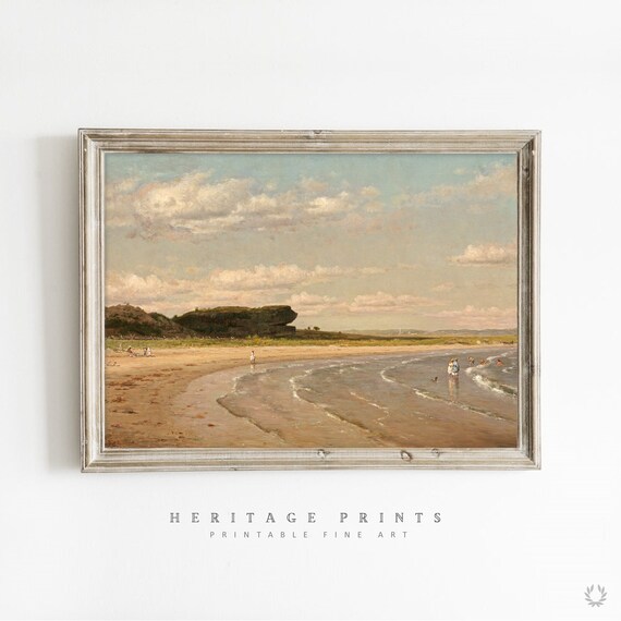 Vintage Beach Landscape Painting Retro Seaside Summer | Etsy