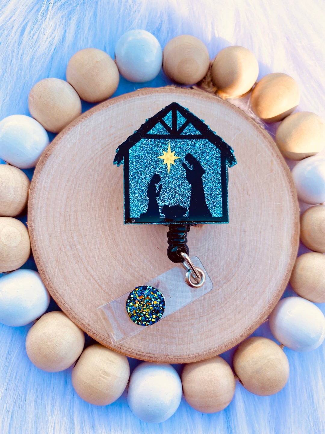 Nativity Scene Badge Reel, Christmas Badge Reel, Holiday Badge Reel ...