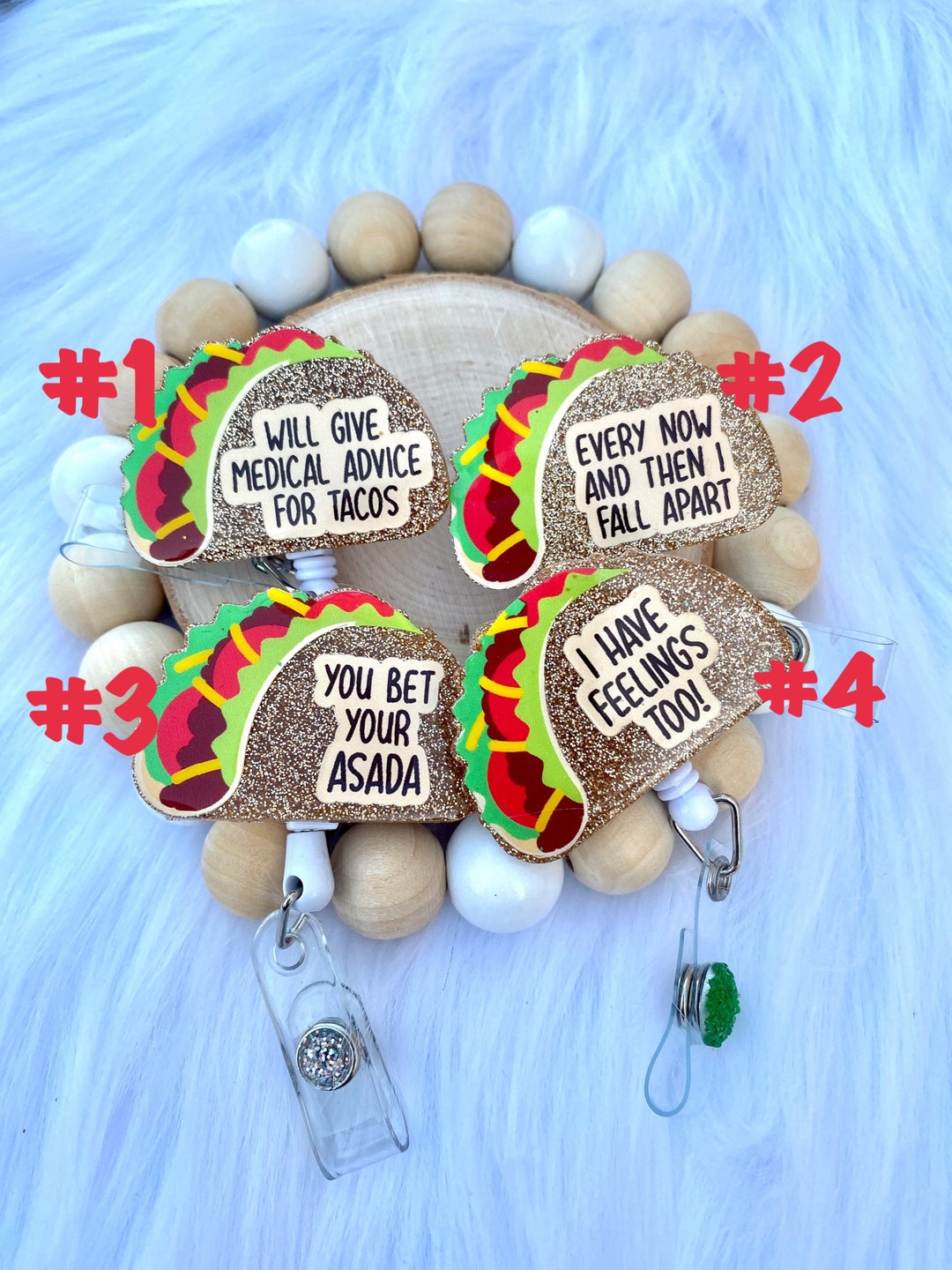 Taco Badge Reels, Food Badge Reel, Funny Saying Badge Reel, Medical ...