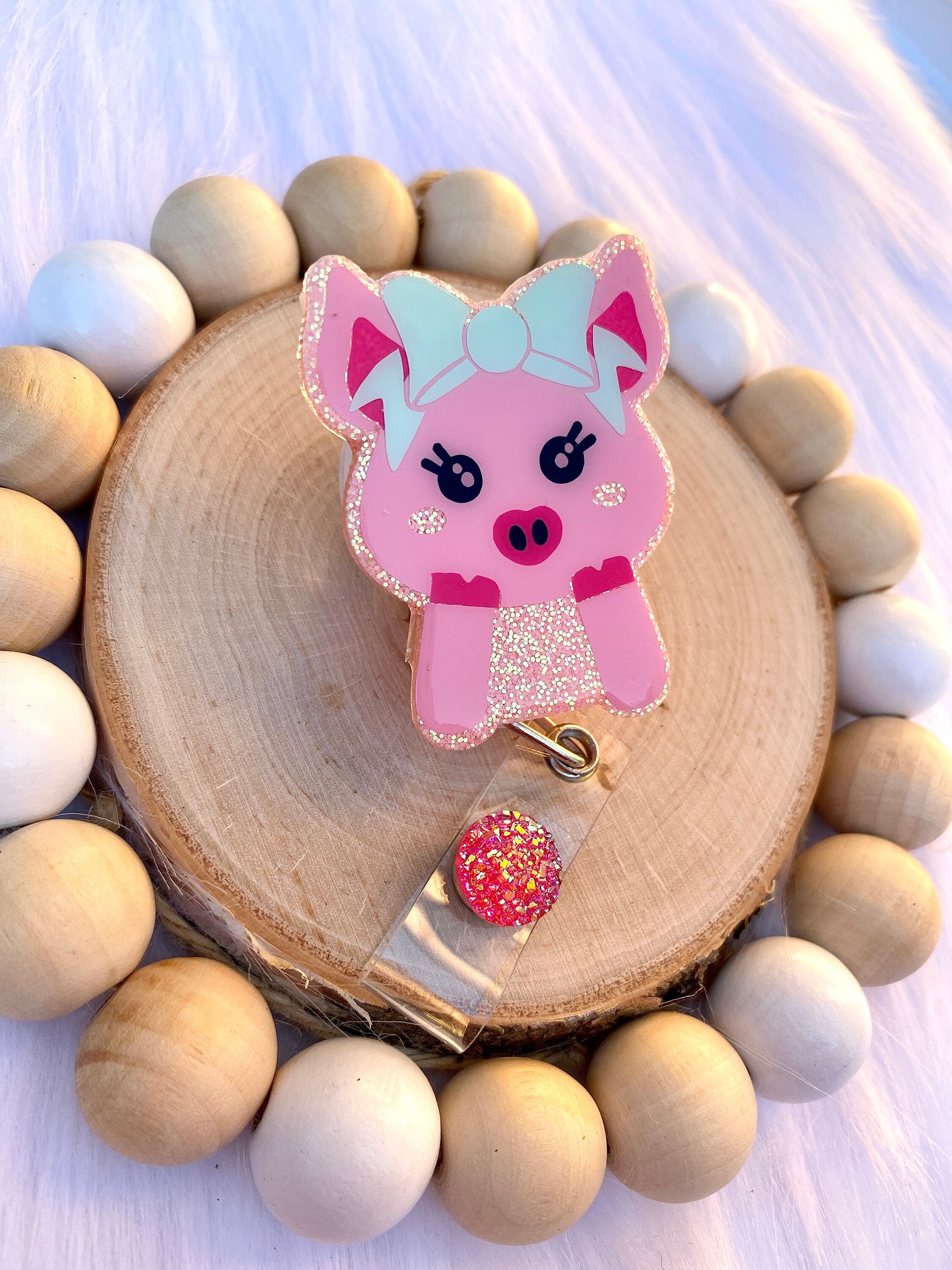 Pig Badge Reel Cute Pig Badge Reel Animal Badge Reel Funny | Etsy
